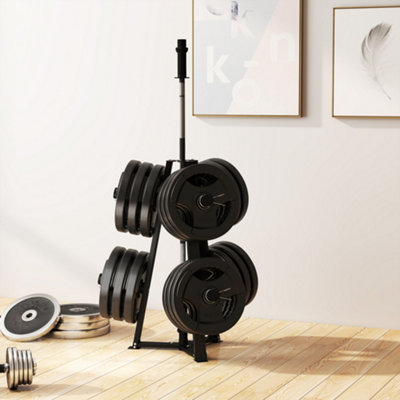 SPORTNOW Weight Plate Storage Rack with 6 Fasten Clamps, Max Load 300kg