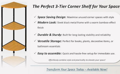spot on dealz Corner Shelf 3-Tier Storage Shelves Small Bookshelf ...