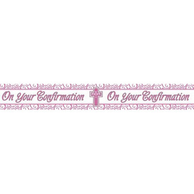 Buy Spot on Gifts On Your Confirmation Banner Pink/White (One Size) at B&Q