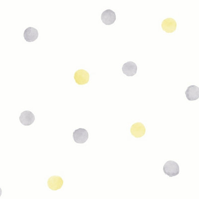 Spotty Polka Dot Wallpaper In Grey And Yellow