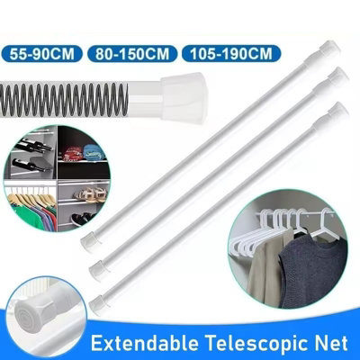 Spring Loaded Extendable Telescopic Tension Curtain Rod for Net Voile ...