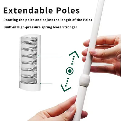 Spring Loaded Extendable Telescopic Tension Curtain Rod for Net Voile ...