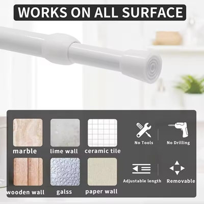 Spring Loaded Extendable Telescopic Tension Curtain Rod for Net Voile ...