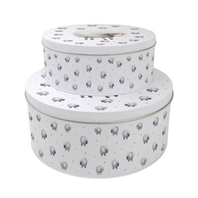 Spring Sheep Set of 2 Cake Tins - Nesting Round Large & Medium Metal ...
