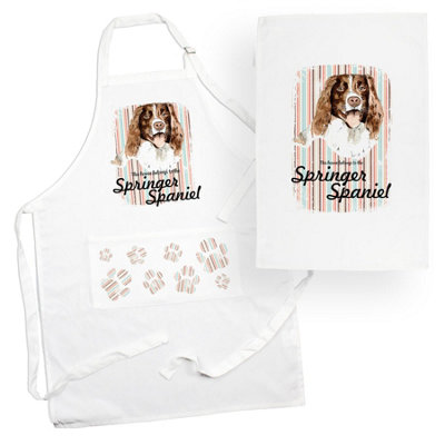 Springer Spaniel Apron & Tea Towel Kitchen Set - Portrait Gifts For Dog ...