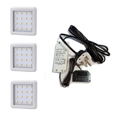 SQUARE 1.5W White Colour LED Light Kit Under Cabinet Shelf Cupboard ...