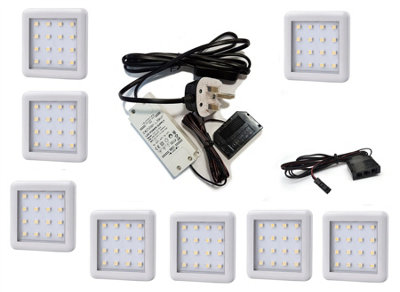 SQUARE 1.5W White Colour LED Light Kit Under Cabinet Shelf Cupboard ...