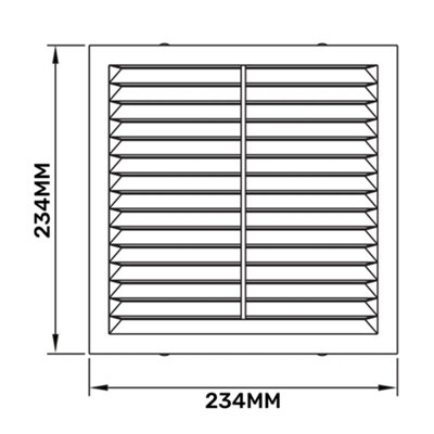Buy SQUARE air vent with no screws visible and fly screen,flat back ...