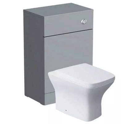 Square Back To Wall BTW Toilet With 500mm Light Grey Handleless WC Unit ...