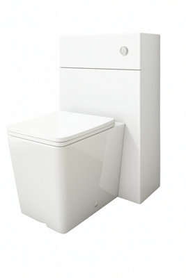 Square Back To Wall BTW Toilet With 500mm White Handleless WC Unit With ...