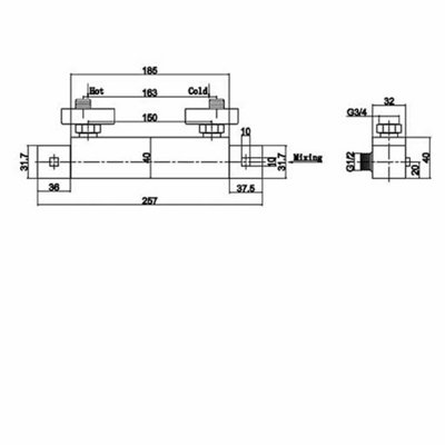 Square Bar Valve & Sheer Slide Rail Shower Kit - Chrome - Balterley