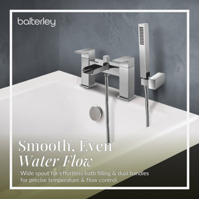 Square Bath Filler Tap with Shower Kit - Chrome