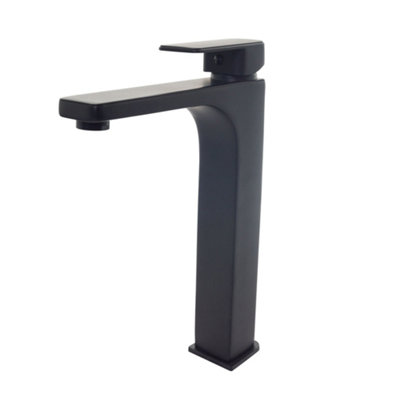 Square Bathroom Mono Sink Mixer Tap Brass Single Lever Modern Black ...