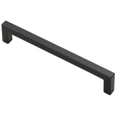 Square Block Pull Handle 170 x 10mm 160mm Fixing Centres Matt Black ...