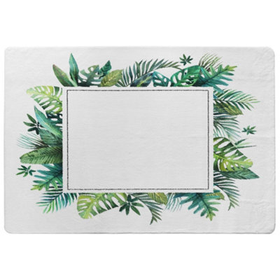 Square Botanical Border Designer Special Soft Home Rug
