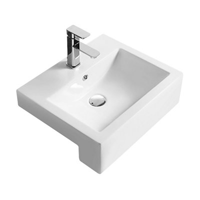 Square Ceramics Semi Recessed 1 Tap Hole Compact Basin (Tap Not ...