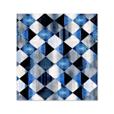 Square Checkered Pattern Premium Glass Kitchen Splashback W600mm x H750mm