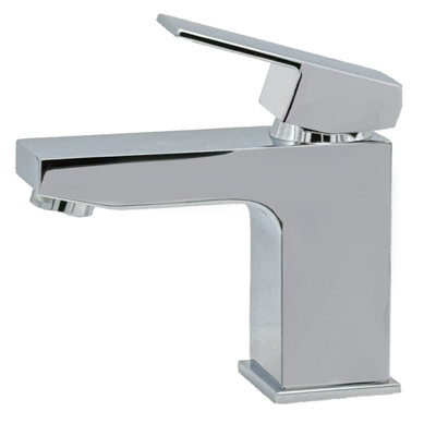 Square Chrome Bathroom Basin Sink Mixer Tap Single Lever Mono Faucet ...