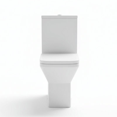 Square Close Coupled Toilet Rimless Soft Close Seat White Modern ...