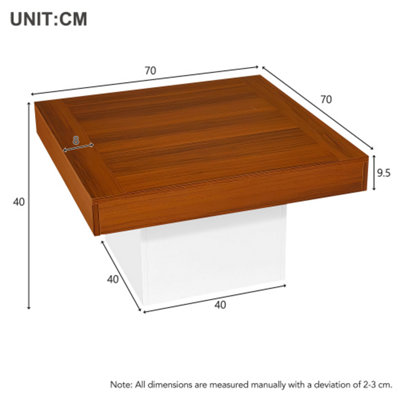 Square Coffee Table with LED Lights Wooden Center Table Cocktail Table ...