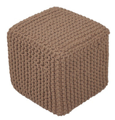 Square Cube Knitted Pouffe Chunky Seat Footstool Ottoman 100% Cotton ...