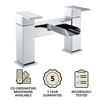 Square Deck Mounted Bath Shower Mixer Tap - Chrome