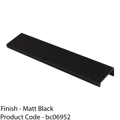 Square Edge Finger Pull Handle - Matt Black 200mm - Slim Cupboard Drawer