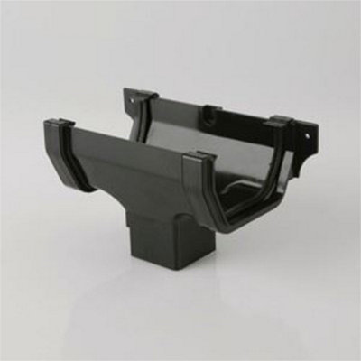 Square Edge Running Outlet 114mm Black Home DIY Guttering Downpipe ...