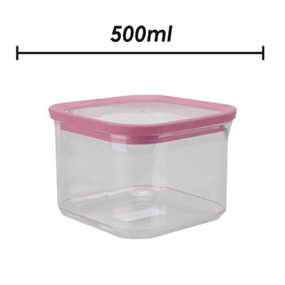 Square Food Container 500 millilitres Airtight Storage Container Pink