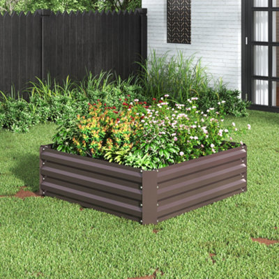 Square Galvanized Steel Garden Flower Bed Planter Box Outdoor Raised ...