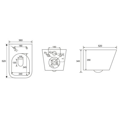 Square Gloss White Hidden Fixation Rimless Wall Hung Toilet Pan & GROHE ...