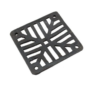 Square Heavy Duty Outside Drain Grate Gully Grid Cover 7"Black Cast