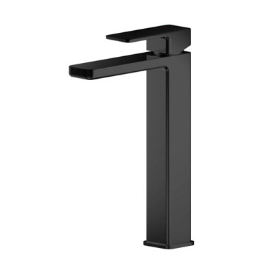 Square High-Rise Mono Basin Mixer Tap - Matt Black | DIY at B&Q