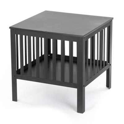 SQUARE IRON FIRE BASKET WITH GRILL - BLACK