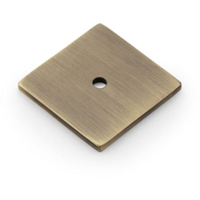 Square Kitchen Door Knob Backplate - Antique Brass 38mm x 38mm Cabinet ...
