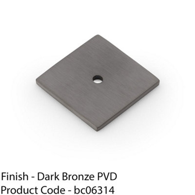 Square Kitchen Door Knob Backplate - Dark Bronze 38mm x 38mm Cabinet Plate