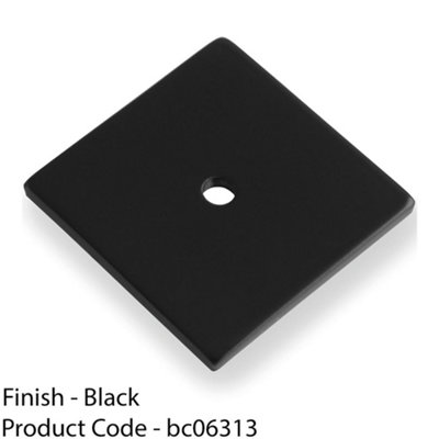 Square Kitchen Door Knob Backplate - Matt Black 38mm x 38mm Cabinet Plate