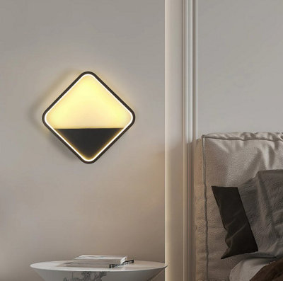 Square LED Wall Light 20W Warm White 25cm Black Aluminum