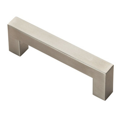 Square Linear Block Pull Handle 110 x 14mm 96mm Fixing Centres Satin Steel
