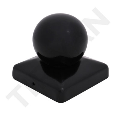 Square Metal Black Fence Gate Post Cap With Ball Flange 100mm x 100mm 4"