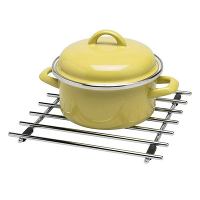 Square Metal Trivet for Kitchen Worktops Set Cooking Chrome Steel - 25 ...