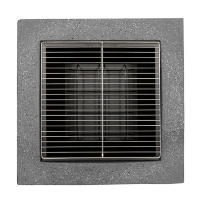 Square MgO Fire Pit with BBQ Grill, Safety Mesh Screen and Fire Poker ...