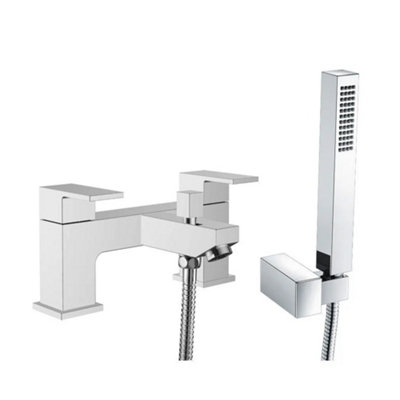 Square Over Head 3 Way Rigid Riser Shower Kit with Square Bath Shower ...