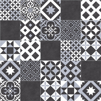 Square Patterned Tile Effect Vinyl by Remland (3m x 2m)