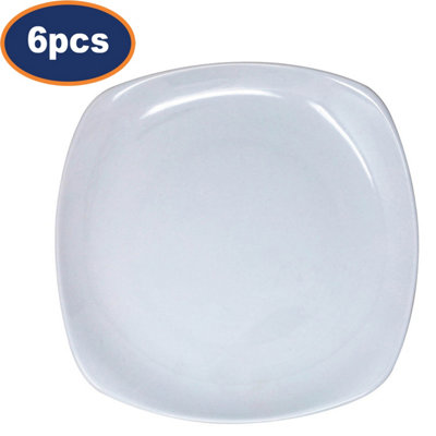 SQUARE PLATE 22.5CM CERAMIC WHITE DESSERT SALAD SIDE LIGHTWEIGHT ...