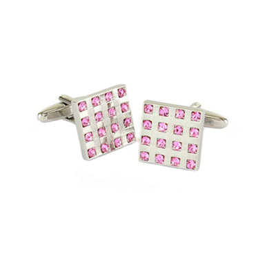 Square Rhod/Rose Stones Cufflinks