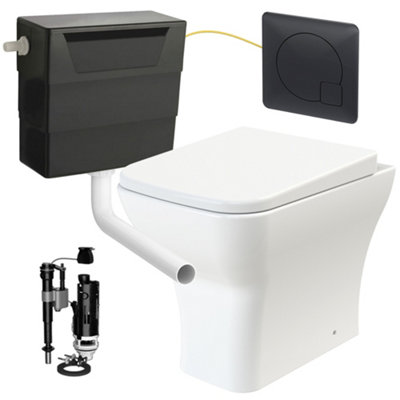Square Rimless Back to Wall Toilet Pan with Soft Close Seat & Concealed ...