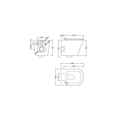 Square Rimless Wall Hung Toilet Pan with Concealed Cistern Fame ...
