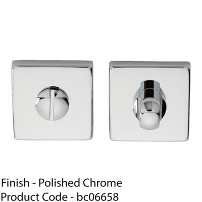 Square Rose Thumbturn & Release Lock - Polished Chrome - Bathroom Door WC