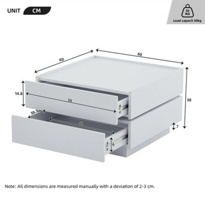 Square Rotating Coffee Table with 2 Drawers, Wooden 2-Tier Center Table ...